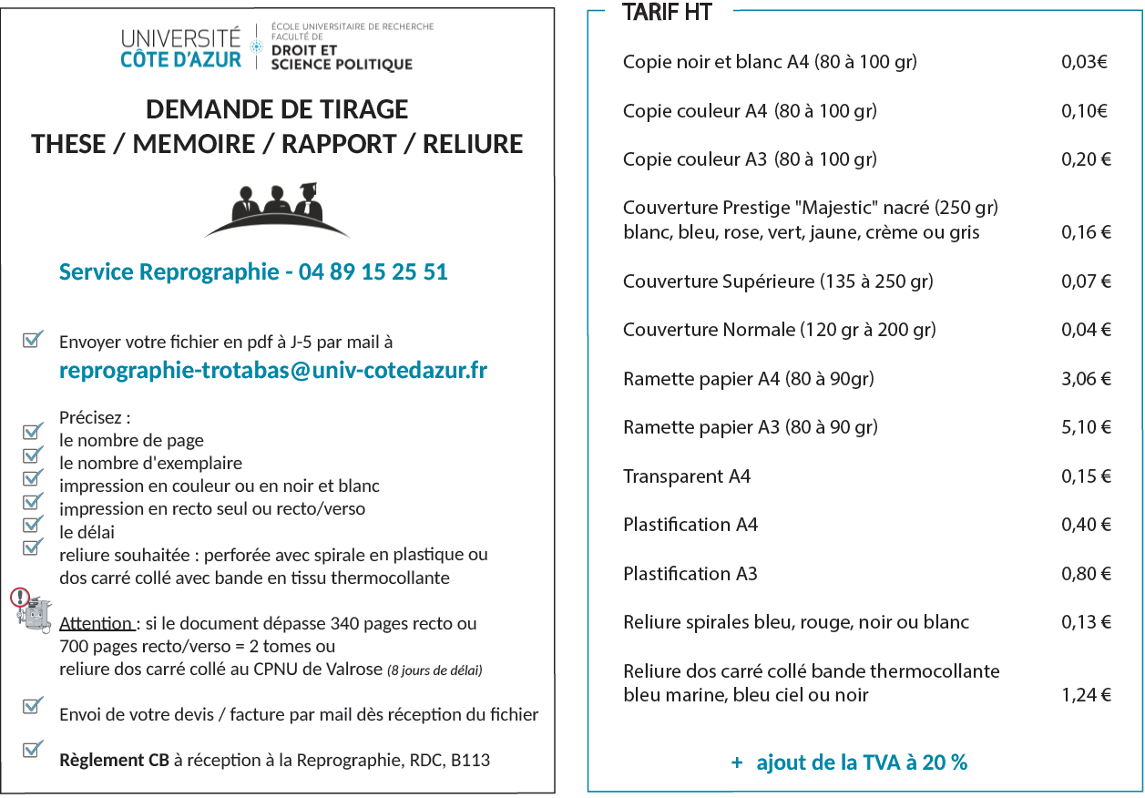 Service Reprographie : Information du Campus Trotabas